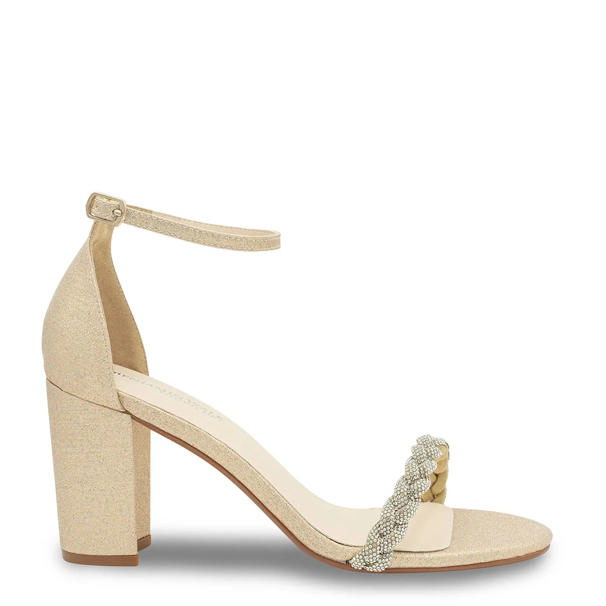 Whitney Champagne | Mid Block Heel Bridal Sandals | Benjamin Walk