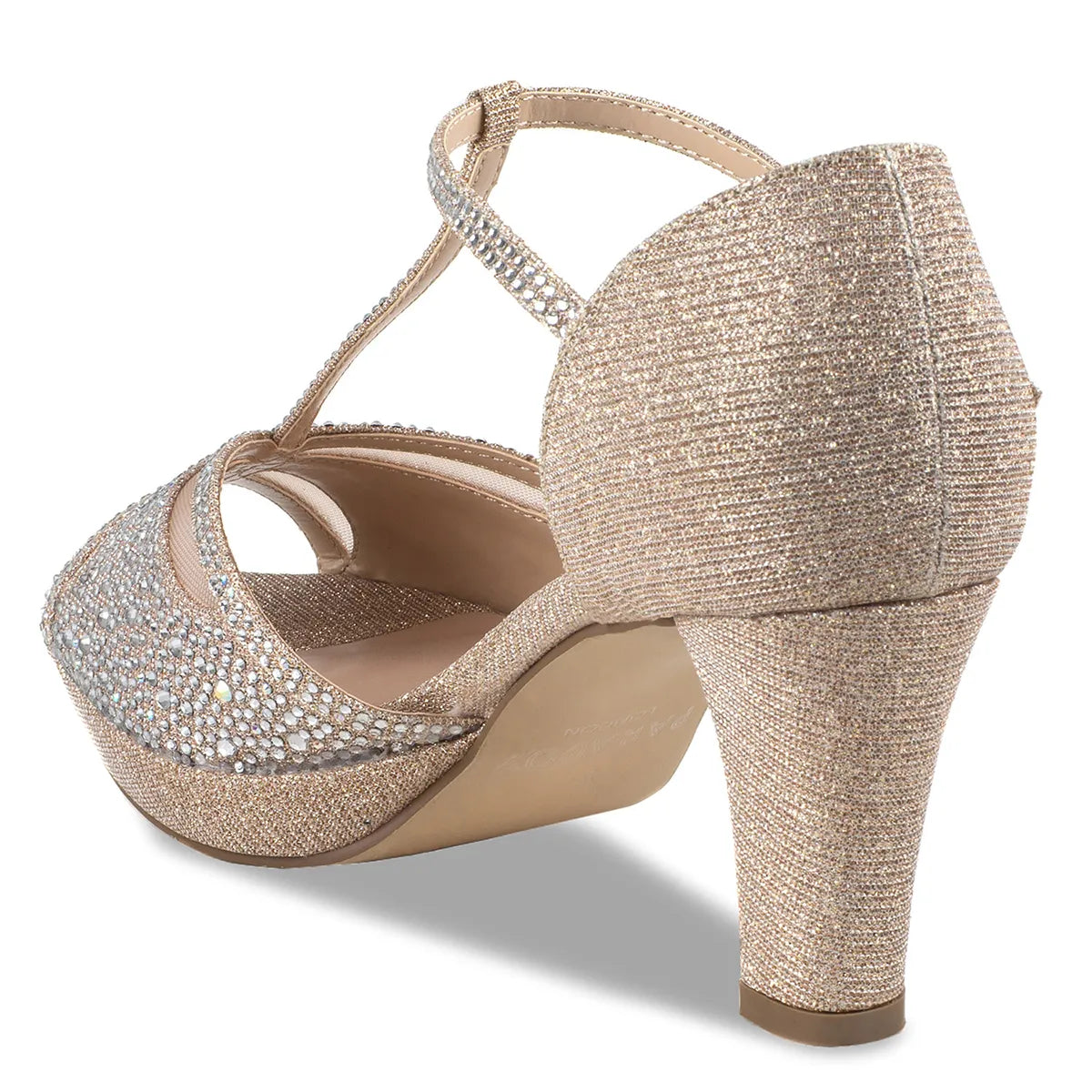 Nora Champagne | Mid Stiletto Heel Peeptoe Sandals | Benjamin Walk