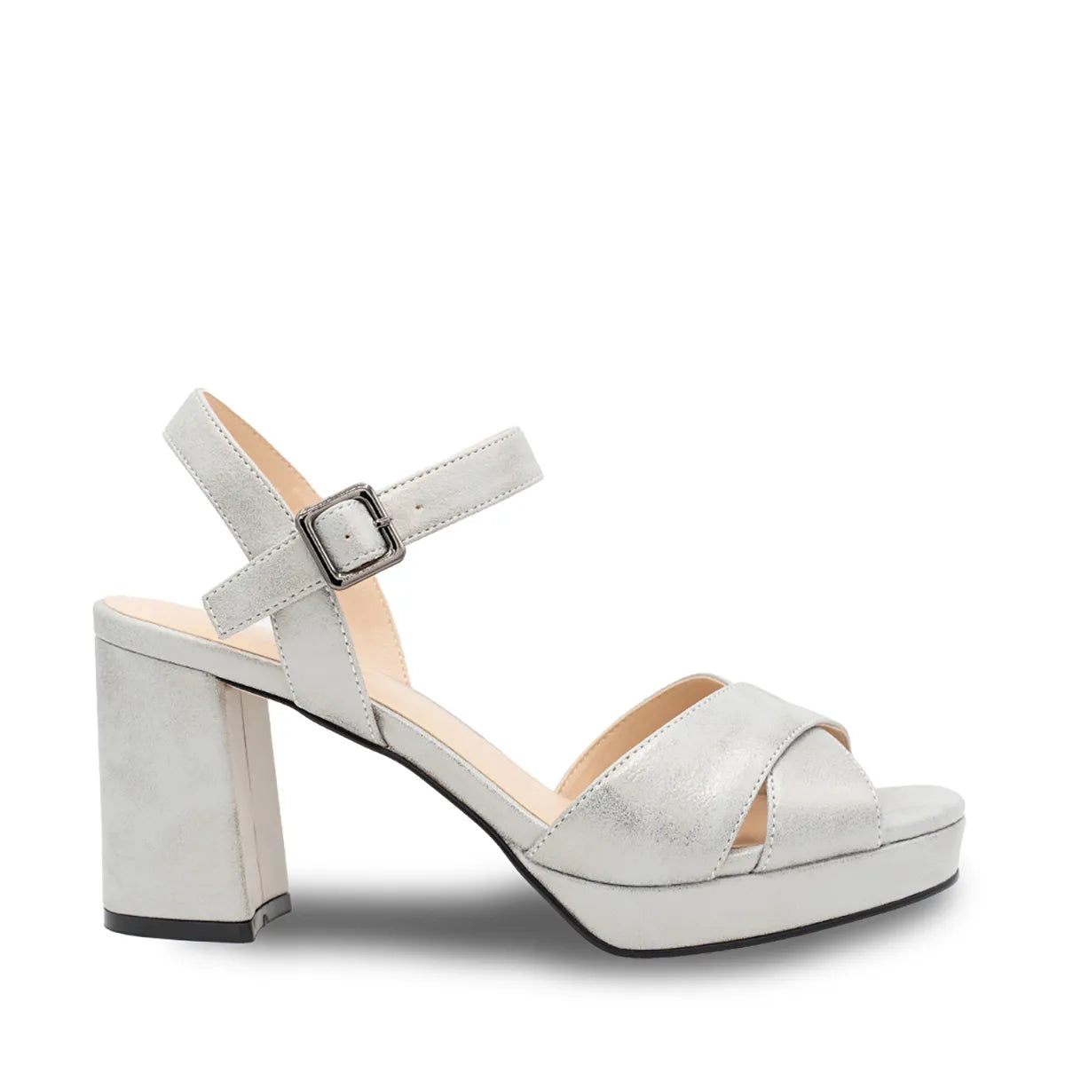 Landon Silver | High Stable Heel Platform Shoes | Benjamin Walk
